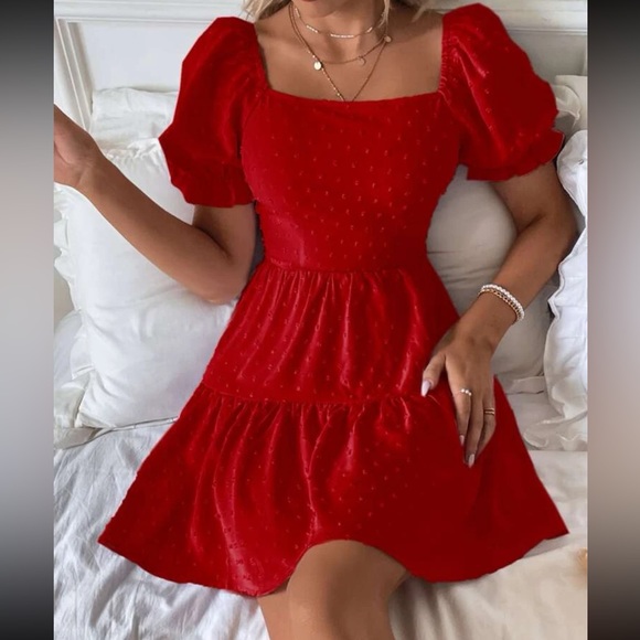 Rebellious Rose | Dresses | Swiss Dot Tie Backless Ruffle Hem Dress ...